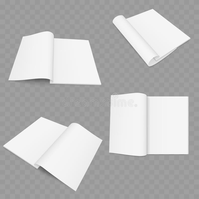 Blank White Open Magazine Brochure Pages Mockup Set Vector Stock ...