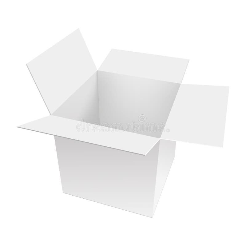 Blank of White Opened Cardboard Box . Perspective View. Mock Up Box ...