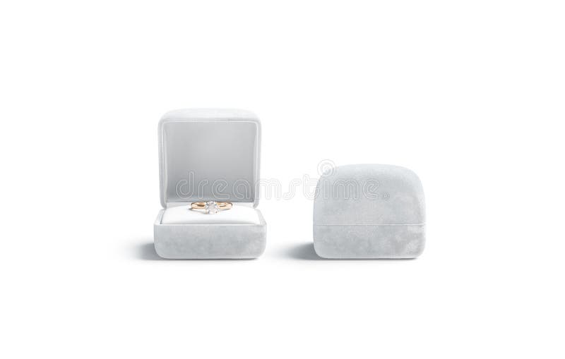 Blank White Opened and Closed Box Gold Diamond Ring Mockup Stock ...