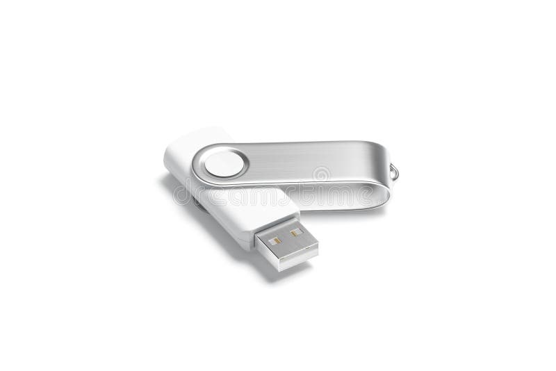 Blank White Opened Usb Stick Mockup, Side View Stock Illustration ...