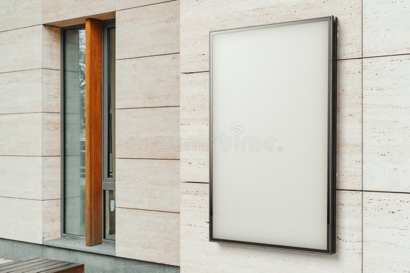 Blank White Outdoor Banner at Bright Modern Building Wall, 3d Rendering ...