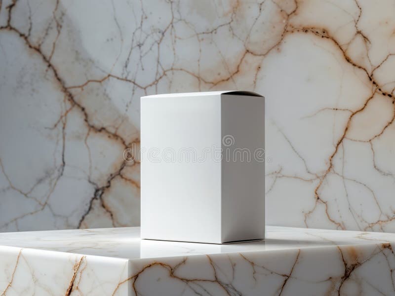 Blank White Packaging Box for Branding on Natural Marble Background ...