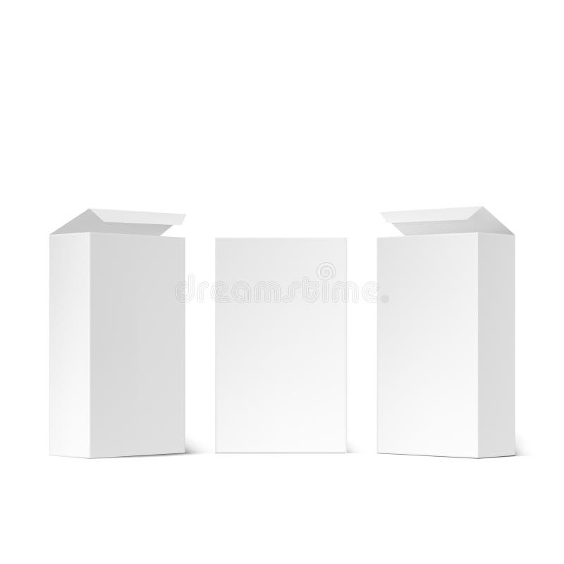 Blank White Packaging Boxes with Open Flaps Mockup. Vector Stock Vector ...