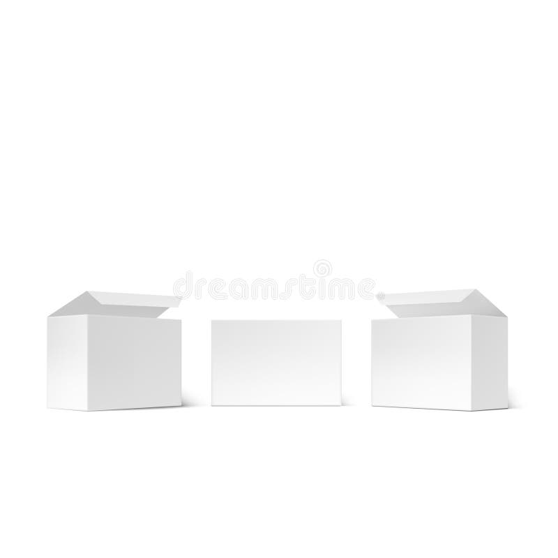 Blank White Packaging Boxes with Open Flaps Mockup. Vector Stock Vector ...