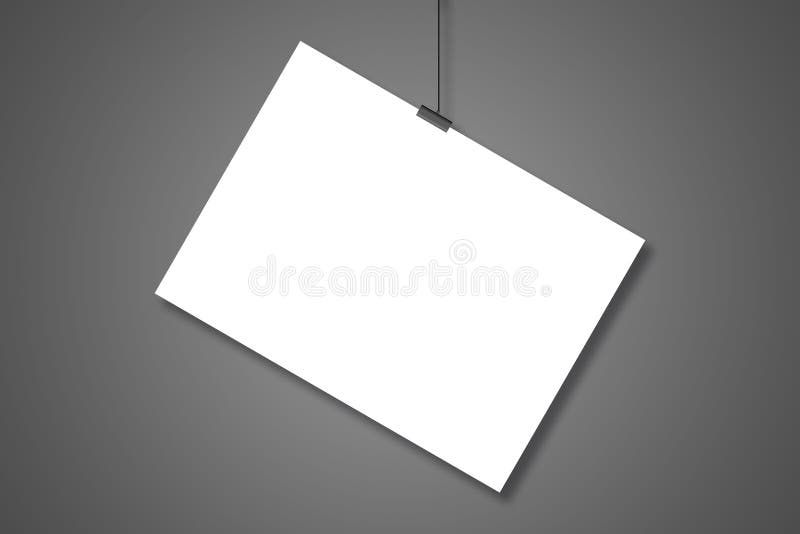 Blank White Page Hanging on the Two Clothespins with a String. Stock ...