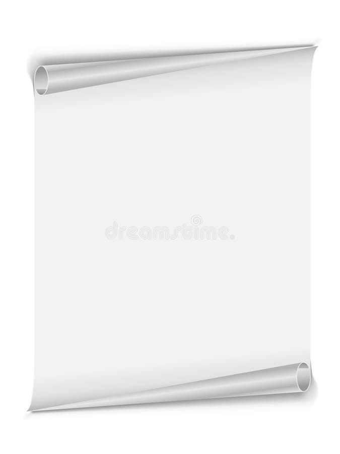 Blank White Page with Rolled Edges Stock Vector - Illustration of ...