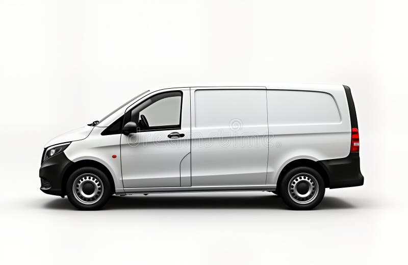 Blank White Panel Van Side View. Modern Delivery Vehicle Isolated on ...