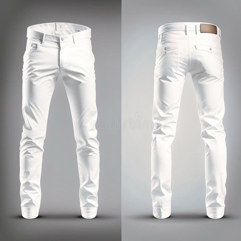 Blank White Pants Mockup Template Front and Back, Generative AI Stock ...