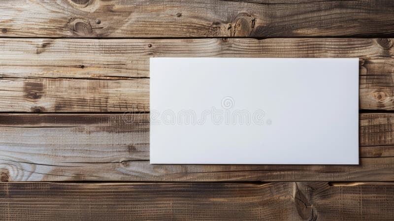 Blank White Paper Board Rests Horizontally on Wooden Plank Backdrop. Ai ...
