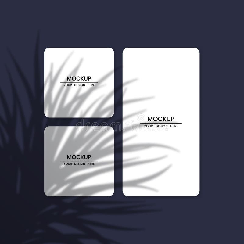 Blank White Paper Cards Mockup with Shadow Overlay Effect Stock Vector ...