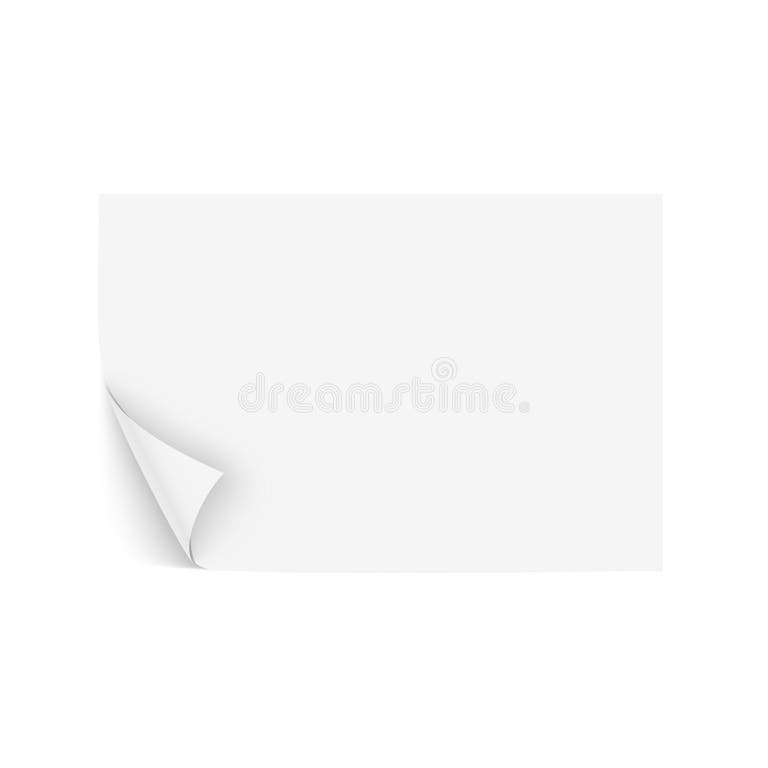 Blank White Paper with Curled Corner, Ideal for Notes or Messages ...