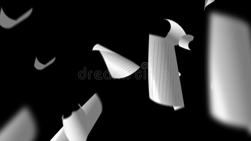 White Paper Falling from Above Overlay, Black Background Stock Video ...