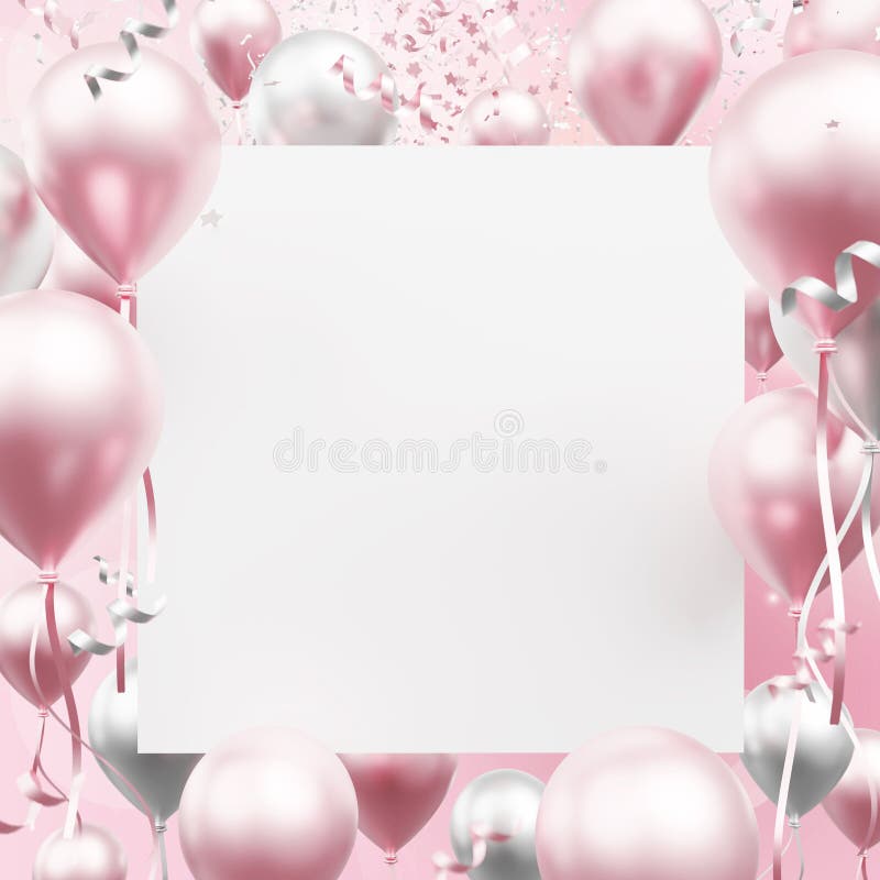 Blank White Paper and Luxury Balloons with Foil Confetti Falling 3d ...