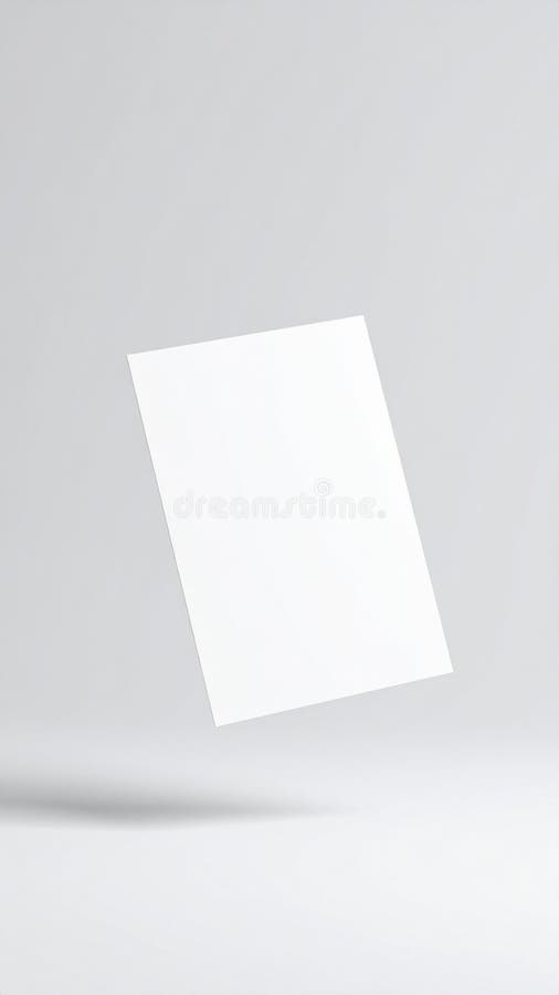 Blank White Paper Mockup Floating on White Background Stock ...