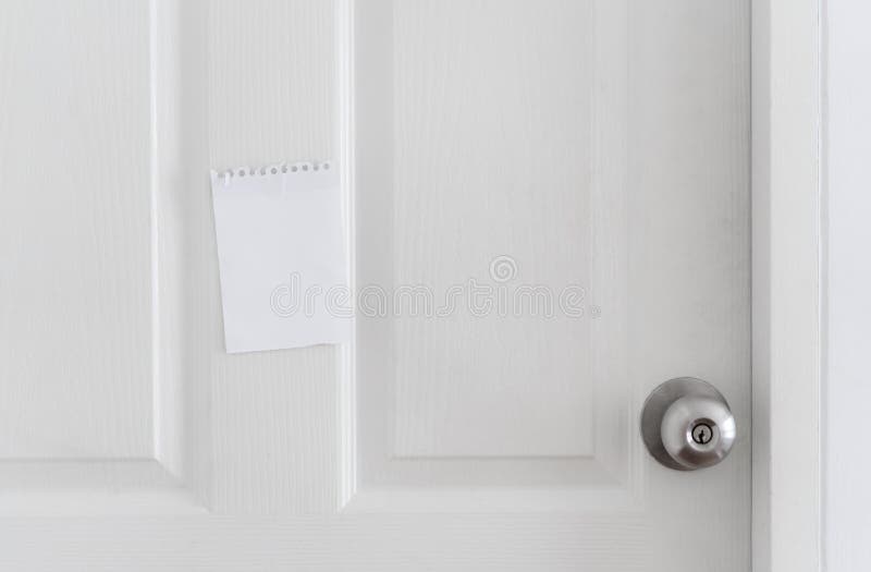 Blank White Paper Note on White Door Stock Image - Image of template ...