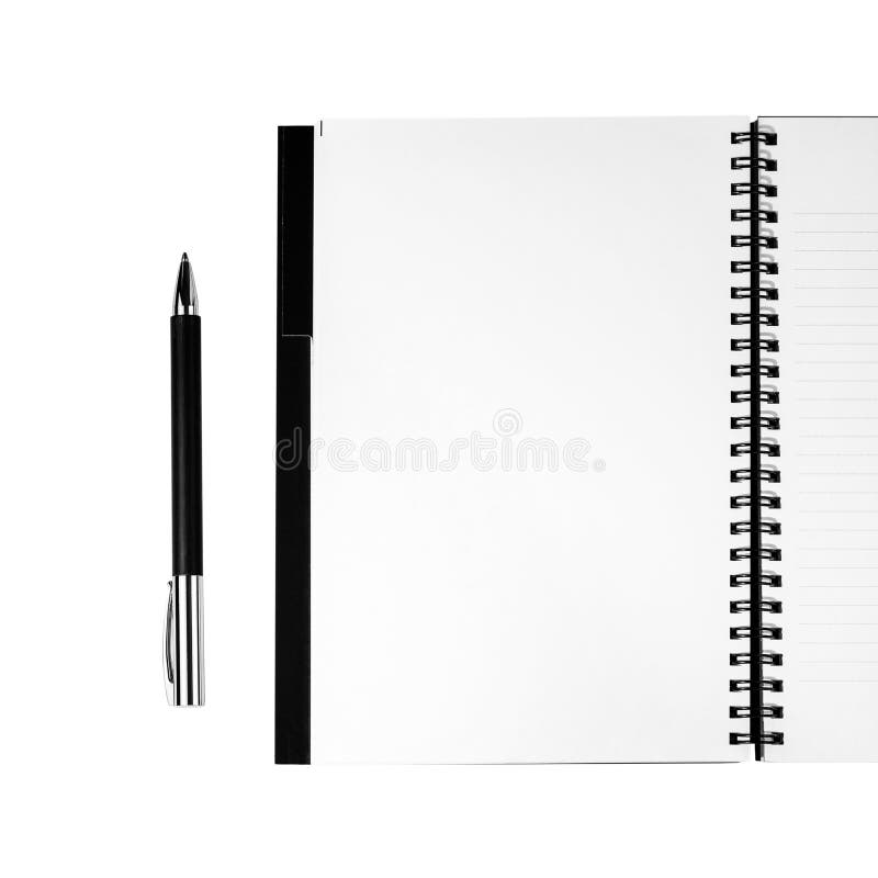 Blank White Paper Notebook and Pen Isolated on White Background Stock ...