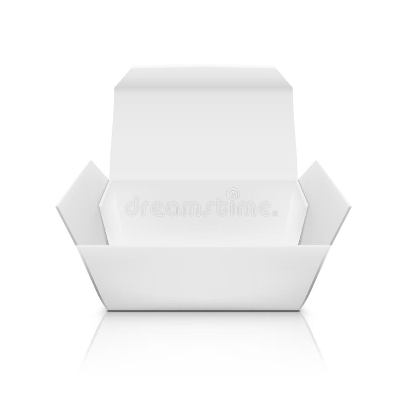 Blank White Paper Open Box Fast Food Packaging Stock Vector ...