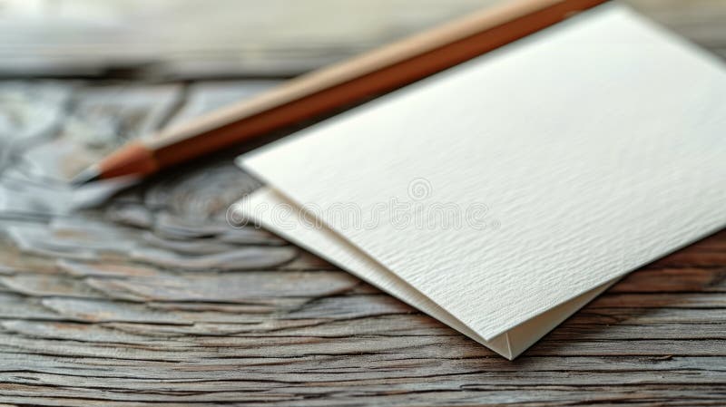 Blank White Paper and Pencil on a Wooden Textured Surface. Stock Photo ...