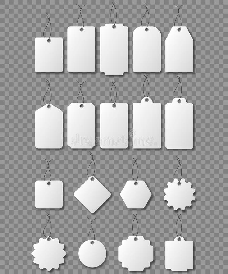 Blank White Paper Price Tags or Gift Tags in Different Shapes. Blank ...