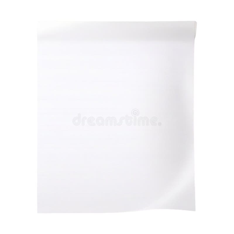 Blank White Paper Sheet with Curved Edge Isolated on White Background ...