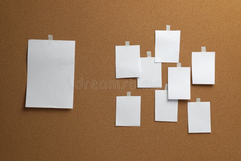 Blank White Paper Sheets on Cork Board Stock Photo - Image of reminder ...