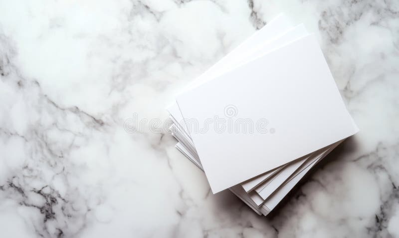 Blank White Paper Sheets Stacked on Marble Surface for Creative ...