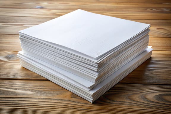 Blank White Paper Stack on Rustic Wood a Versatile Mockup Background ...