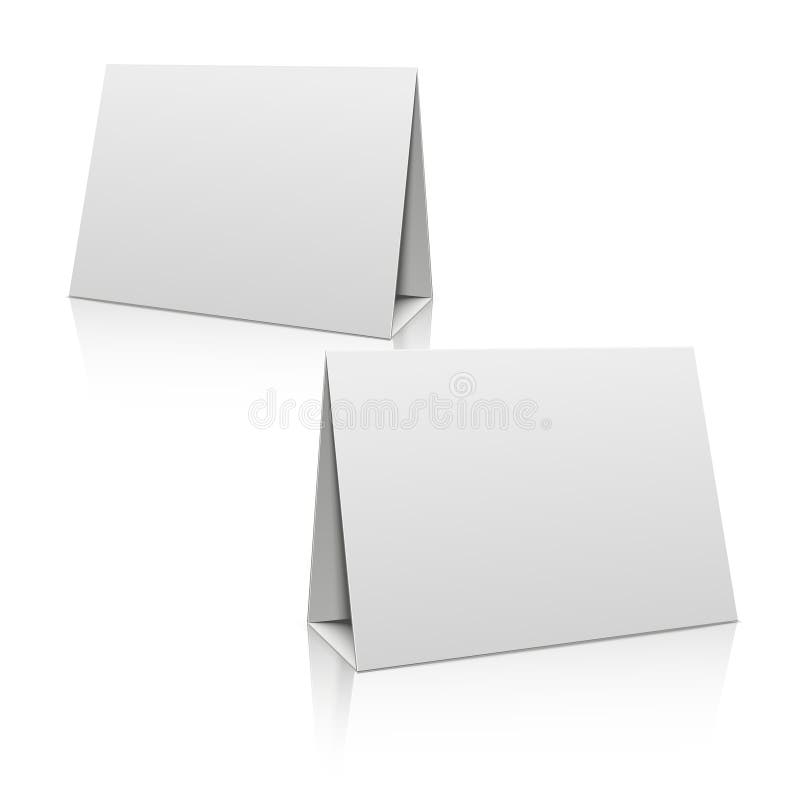 Blank White Paper Stand Table Holder Card. 3D Vector Design Template ...