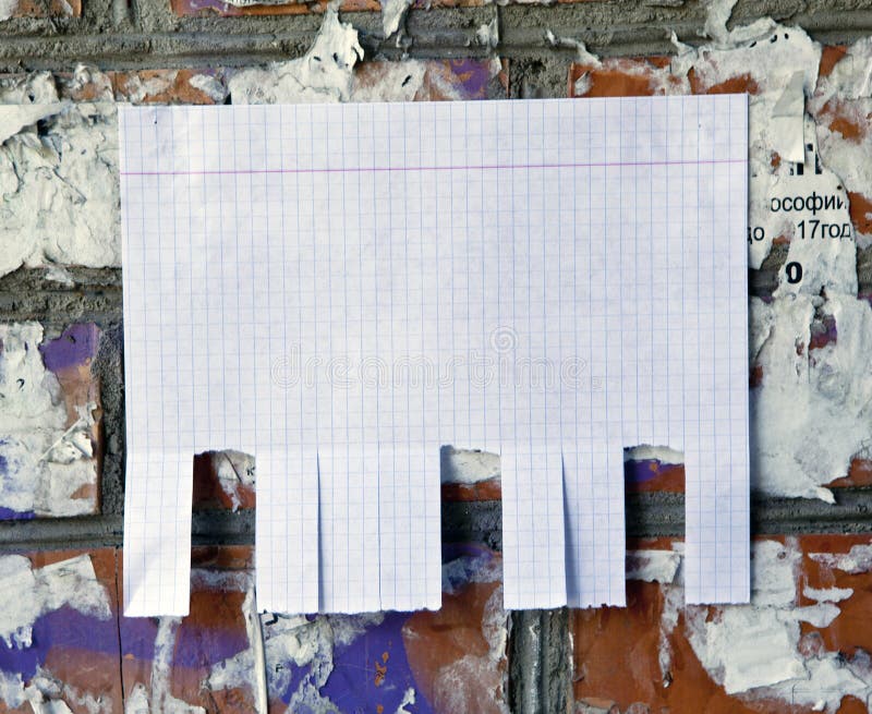 Blank White Paper with Tear Off Tabs. Stock Image - Image of board ...
