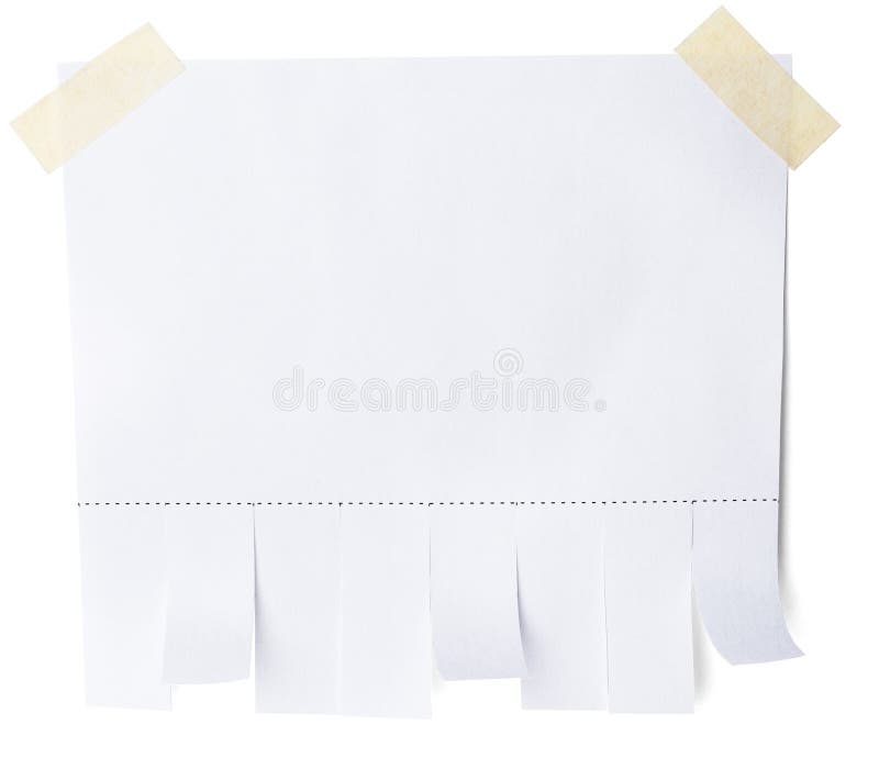 Blank White Paper with Tear Off Tabs Stock Photo - Image of list ...