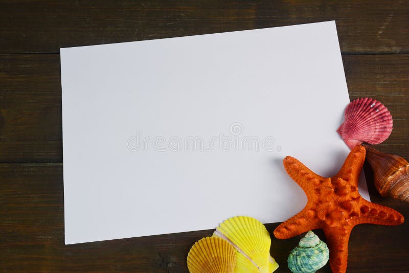 Blank White Paper on Wooden Summer Background. Stock Photo - Image of ...