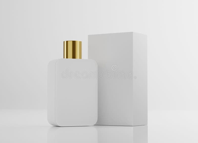 Blank White Perfume Bottle Mockup with Box - 3D Illustration Render ...