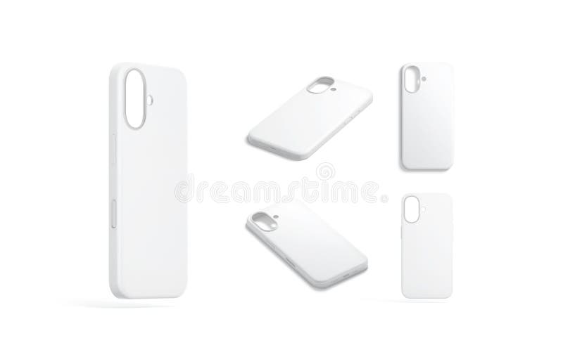Blank White Phone Case Mockup, Different Views Stock Illustration ...