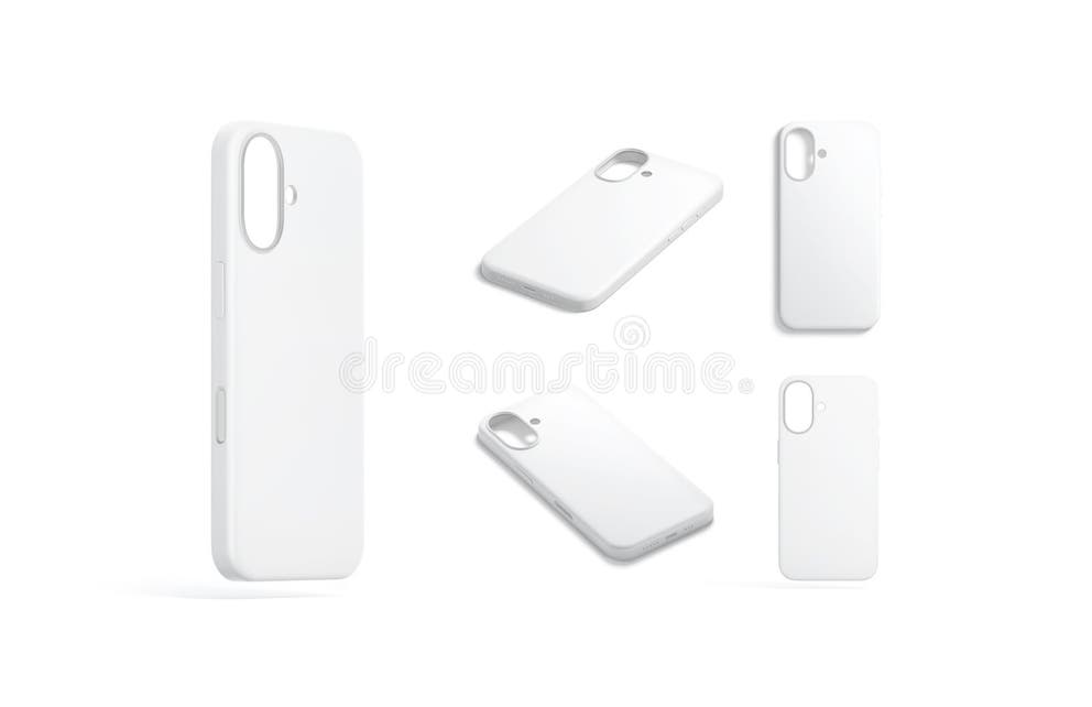 Blank White Phone Case Mockup, Different Views Stock Illustration ...