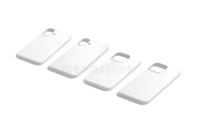 Blank White Phone Matte Case Mockup Lying Set, Side View Stock ...