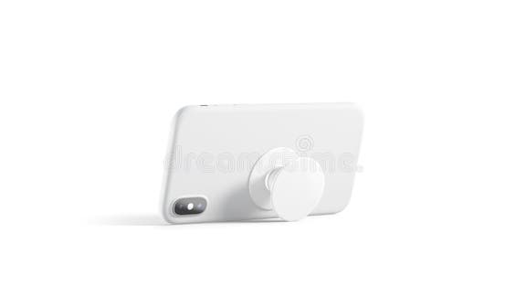 Blank White Phone Pop Socket Sticked on Mobile Mockup, Isolated Stock ...