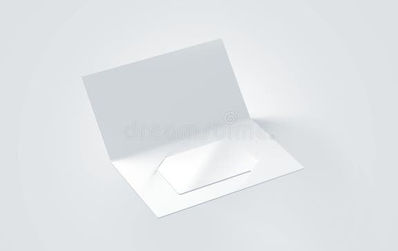 Blank White Plastic Card Mockup Inside Paper Booklet Holder Stock Image ...