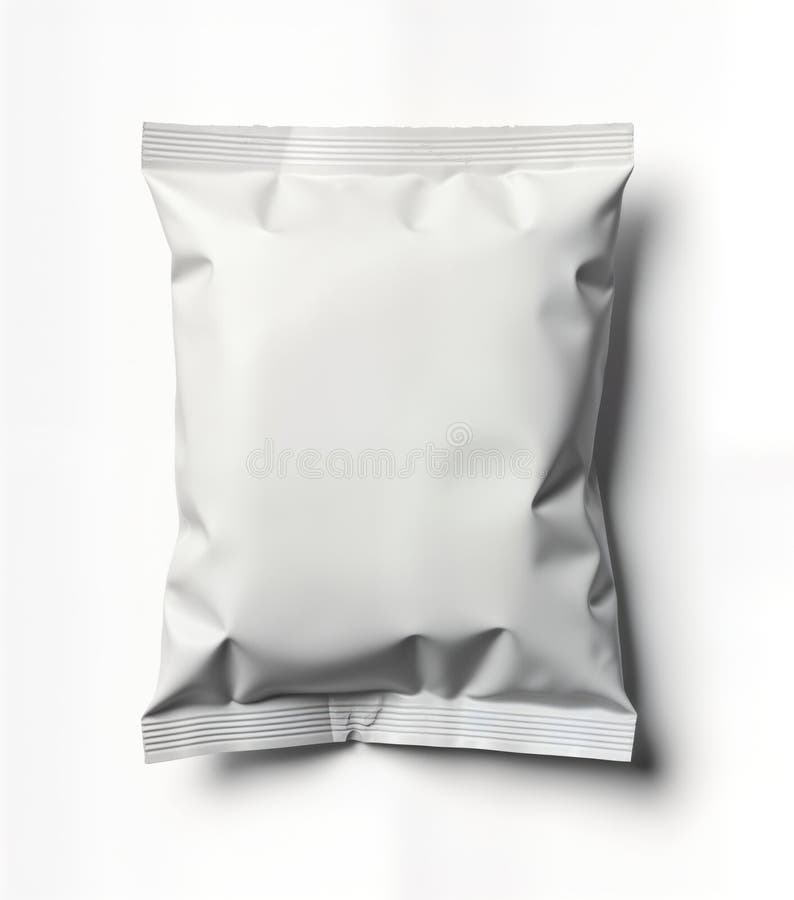 Blank White Plastic Food Packet Isolated on White Background. Empty ...