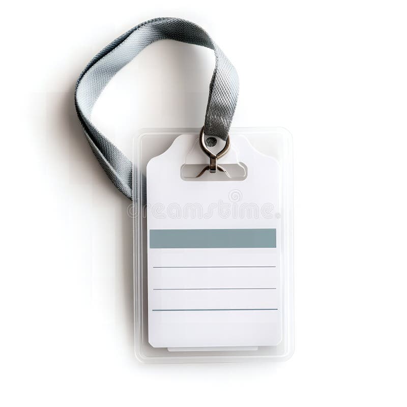 Blank White Plastic ID Card with Grey Lanyard Ready for Text and ...
