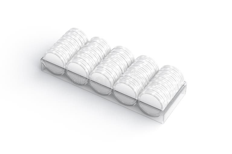 Blank White Plastic Round Chip Stack in Tray Mockup, Isolated Stock ...