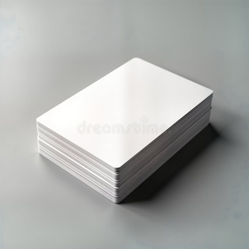 Blank White Playing Cards Lie in Neat Stack on Grey Surface. Empty Card ...