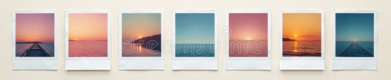 Blank White Polaroid Frames Arranged in a Line on a Neutral Background ...