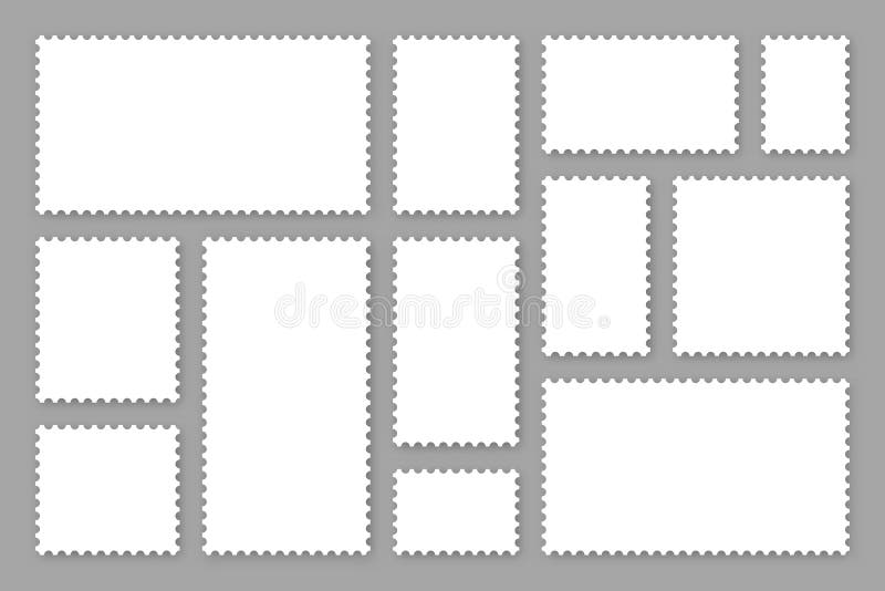 Blank White Postage Stamps Collection. Sticky Paper Stamp. Vector ...