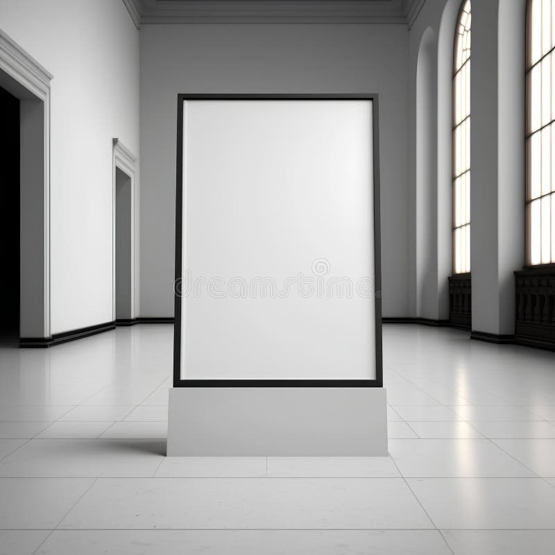 Blank White Poster in the Interior of the Building. 3d Render Stock ...