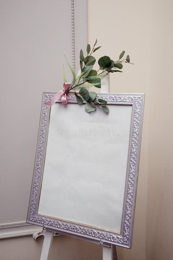 Blank White Poster on Stand at the Holiday Stock Image - Image of stand ...