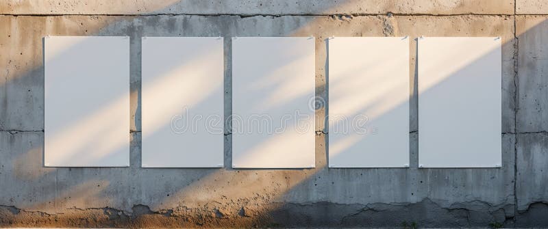 Blank White Posters Concrete Wall Outdoor Setting Sunlight Shadows ...