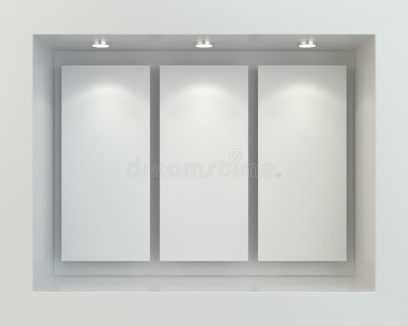 Blank White Posters in Showcase Window Stock Illustration ...