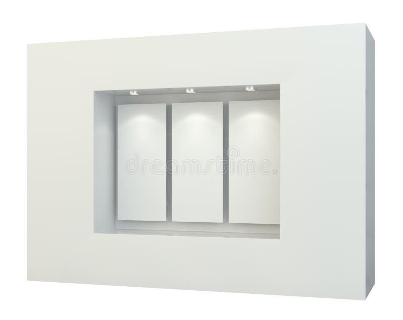 Blank White Posters in Showcase Window Stock Image - Image of blank ...