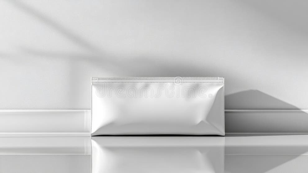 Blank White Pouch Mockup on White Background Stock Illustration ...