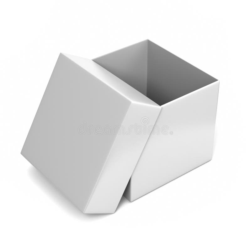 Blank White Product Package Square Open Box Container. 3D Illustration ...